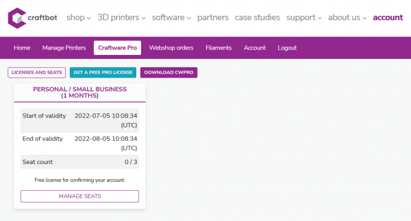 Managing Licenses - CraftWare Pro User Manual